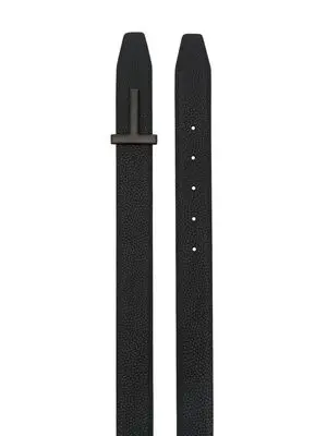 TOM FORD T Logo Buckle Leather Belt - Black