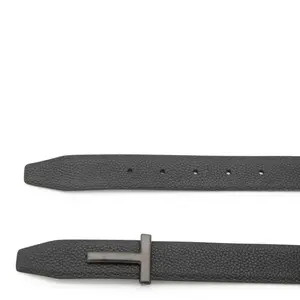 TOM FORD T Logo Buckle Leather Belt - Black