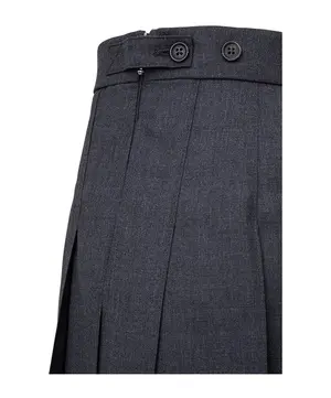 Thom Browne Pleated Mini Skirt With Signature Striped Loop - Dark Gray