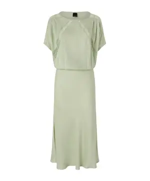 Pinko Short Sleeve Midi Dress With Lace Details - Sage Green