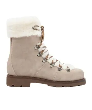 SCAROSSO Kat Shearling Lined Lace-up Boots - Grey