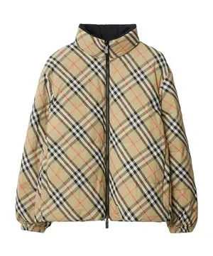 Burberry Reversible Checked Zip-up Down Jacket - Sand-colored