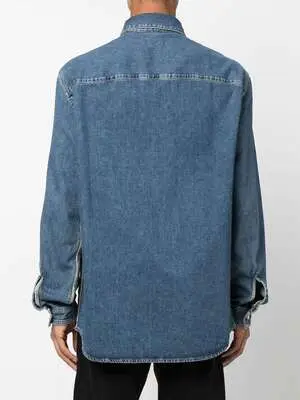 DIESEL® Logo Embroidered Denim Shirt - Blue
