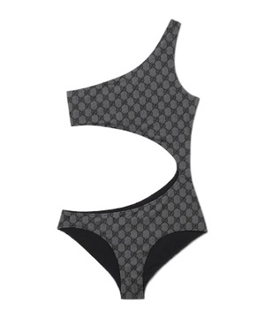Gucci Gucci GG Print Asymmetrical One-Piece Swimsuit Black