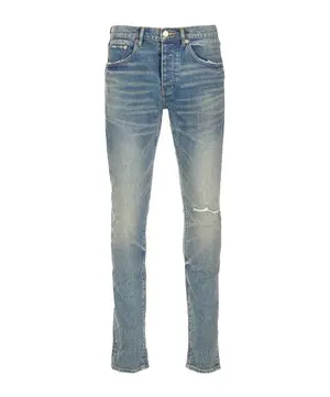 PURPLE BRAND Slim Tapered Jeans With Distressed Details