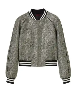 Gucci Embroidered Tweed Bomber Jacket - Grey