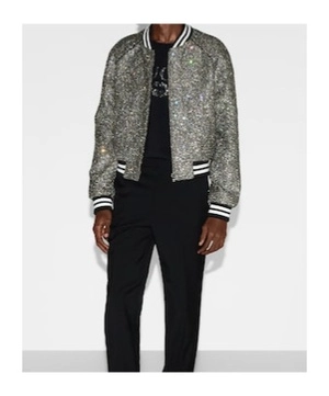 Gucci Embroidered Tweed Bomber Jacket - Grey