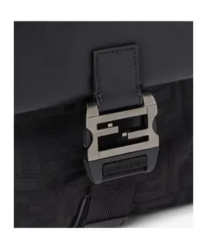 Fendi Flux Ff-buckle Shoulder Bag - Black