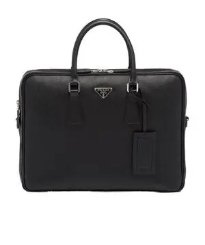 Prada Saffiano Leather Briefcase - Black