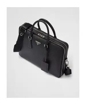 Prada Saffiano Leather Briefcase - Black