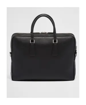 Prada Saffiano Leather Briefcase - Black