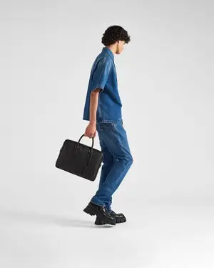 Prada Saffiano Leather Briefcase - Black