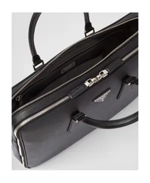 Prada Saffiano Leather Briefcase - Black