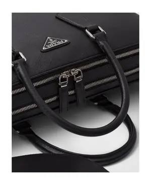 Prada Saffiano Leather Briefcase - Black