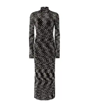 Missoni High-neck Long-sleeved Midi Dress