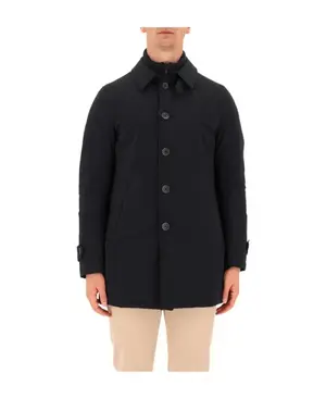 Herno Lapel Long-sleeved Coat With Side Pockets - Black