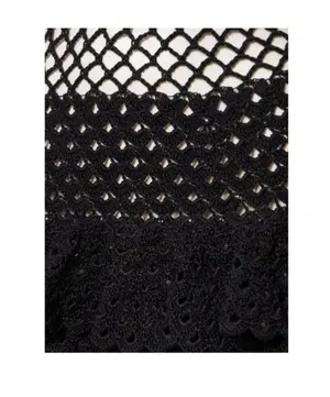 Oscar De La Renta Halterneck Crochet Dress With Layered Ruffles