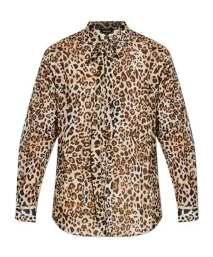 Dsquared2 Tie Leopard-print Buttoned Shirt - Nude