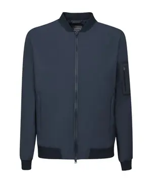 Herno Logo Printed Lightweight Zip-up Jacket - Navy