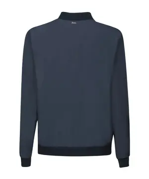 Herno Logo Printed Lightweight Zip-up Jacket - Navy