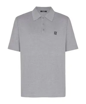 Balmain Embroidered Short-sleeve Polo Shirt - Grey