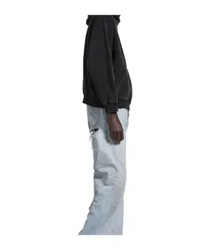 Balenciaga Logo Embroidered Medium Fit Hoodie - Faded Black/red