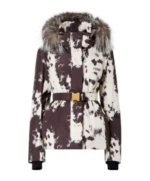 Fendi Belted Hooded Padded Ski Jacket - Multicolor