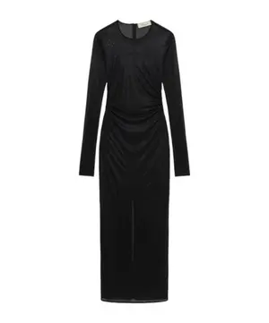 Blumarine Sheer Embellished Long Sleeve Maxi Dress