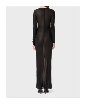 Blumarine Sheer Embellished Long Sleeve Maxi Dress