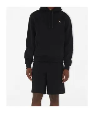 Burberry Cross Stitch Ekd Drawstring Hoodie - Black