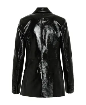 MSGM Faux-leather Single-breasted Blazer With Button Detail