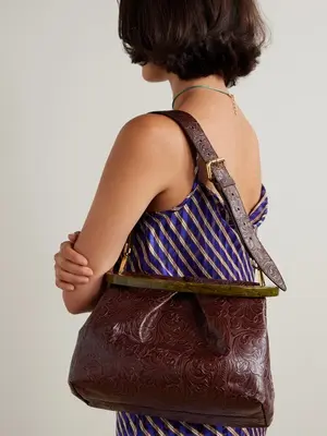 Dries Van Noten Embossed Leather Shoulder Bag