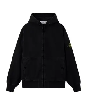Stone Island Oversized Zip-up Hooded Jacket With Pockets