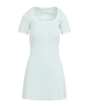COURREGES Short Sleeve Dress With Logo Detail - Light Mint