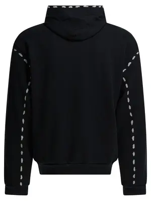 Kapital Long-sleeved Hooded Sweatshirt With Contrast Stitching - Black