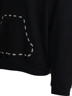 Kapital Long-sleeved Hooded Sweatshirt With Contrast Stitching - Black