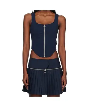 Off-White Corset Top With Zip Closure
