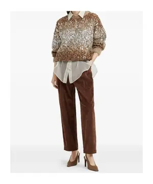 Brunello Cucinelli Elastic Waist Corduroy Pants - Red