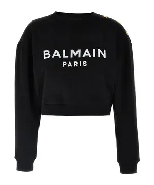 Balmain Logo Printed Sweatshirt - Black