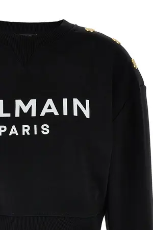 Balmain Logo Printed Sweatshirt - Black