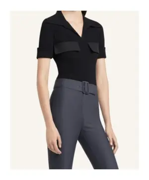 COURREGES Ribbed T-shirt With Embroidered Logo Pockets