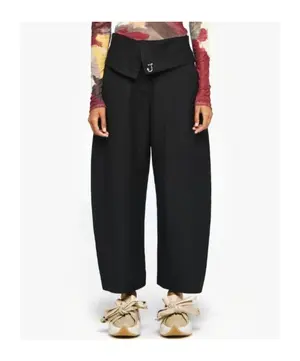 J.W.ANDERSON Fold-over Belted Wide-leg Trousers - Black