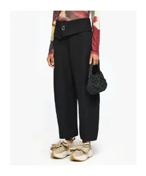 J.W.ANDERSON Fold-over Belted Wide-leg Trousers - Black