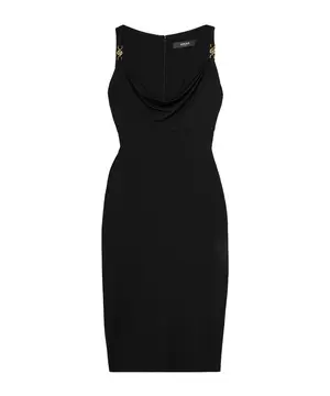 Versace Sleeveless Cowl Neck Midi Dress - Black