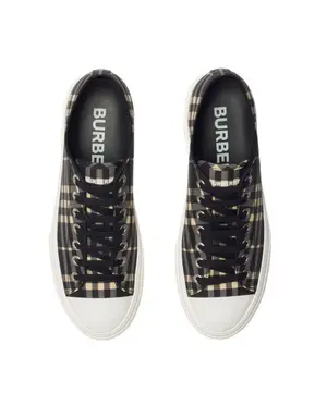 Burberry Checked Lace-up Sneakers - Black