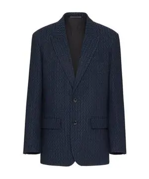 Valentino Garavani Optical Motif Detailed Tailored Jacket - Black