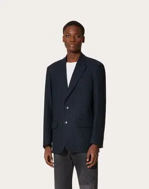 Valentino Garavani Optical Motif Detailed Tailored Jacket - Black