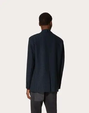 Valentino Garavani Optical Motif Detailed Tailored Jacket - Black