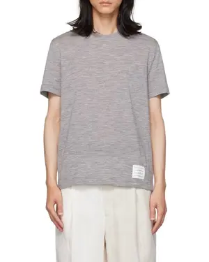 Thom Browne Logo Patch Crewneck T-shirt - Light Gray