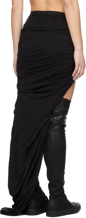 Rick Owens Soft Edfu Ruched Maxi Skirt - Black